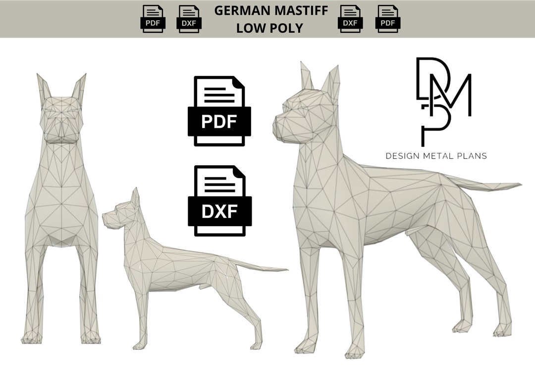 German Mastiff Low Poly DXF Metal Sculpture - Etsy