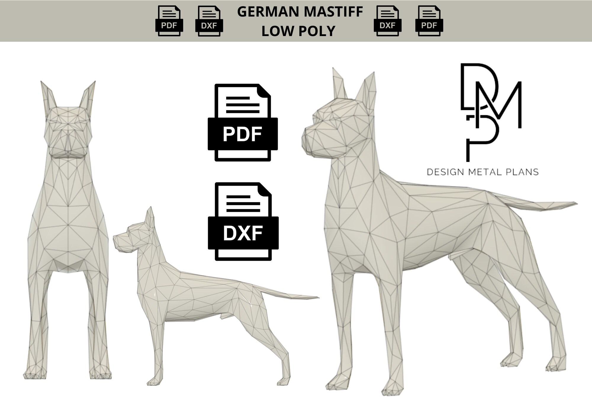 German Mastiff Low Poly DXF Metal Sculpture - Etsy