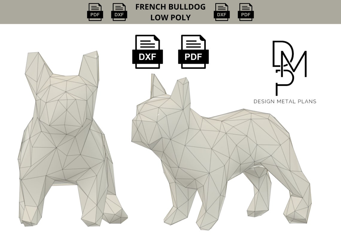 French BULLDOG Low Poly DXF - Etsy