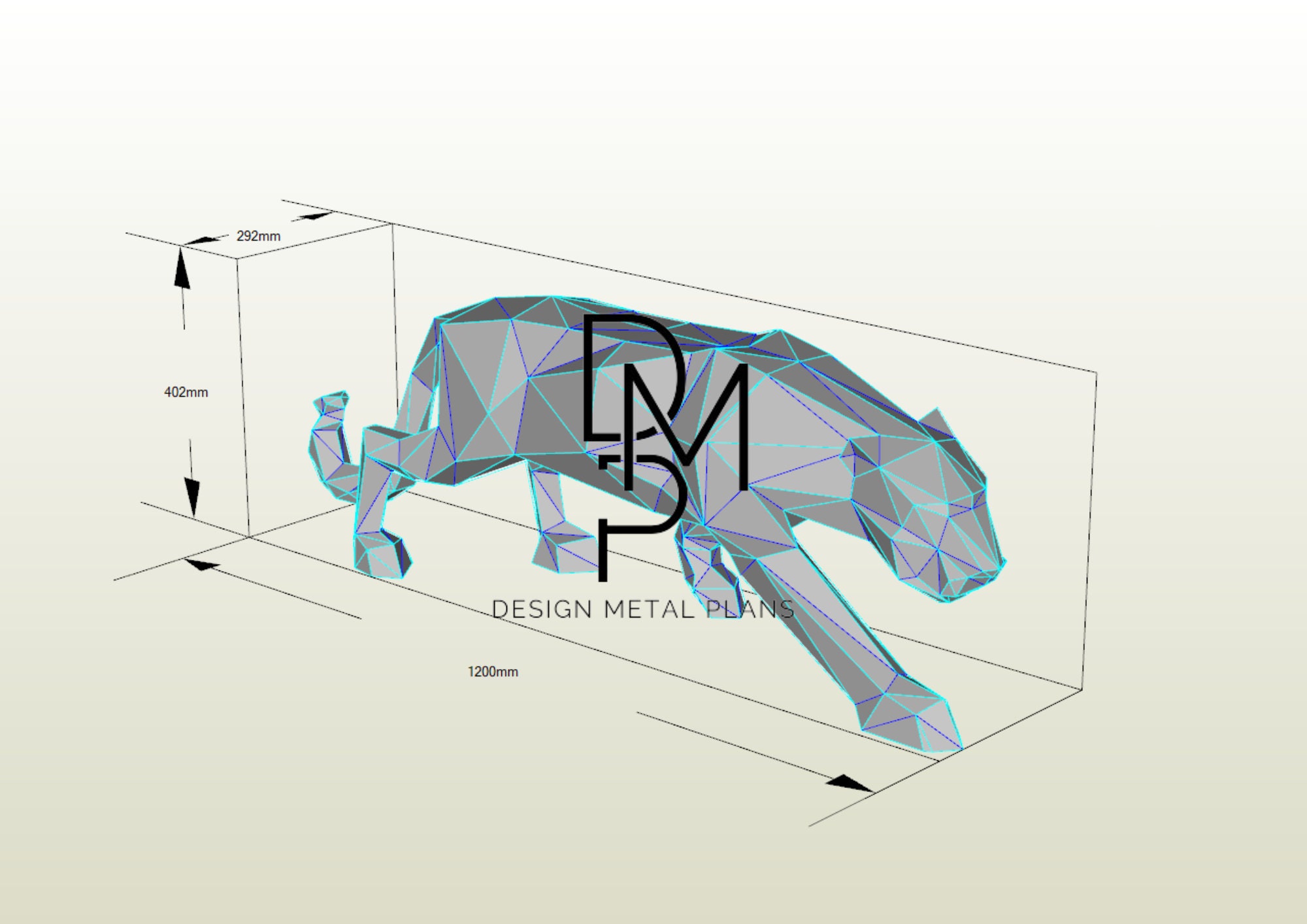 Panther Low Poly DXF PDF Metal Sculpture - Etsy