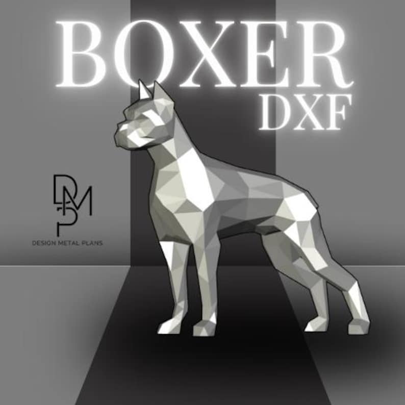 Boxer Low Poly DXF Sculpture - Etsy