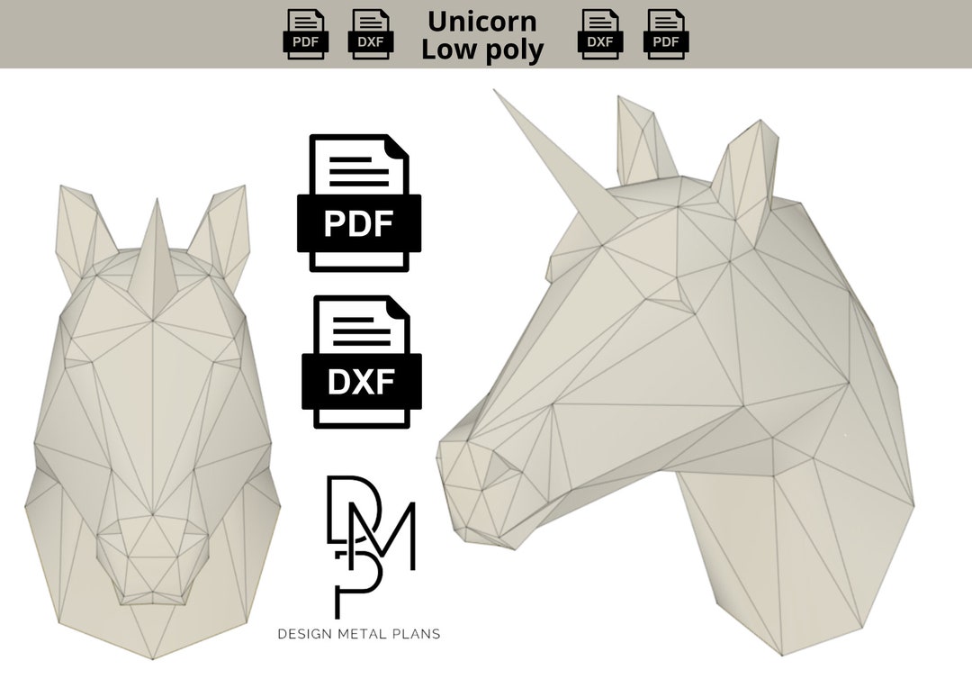 Unicorn Low Poly DXF Metal Sculpture - Etsy