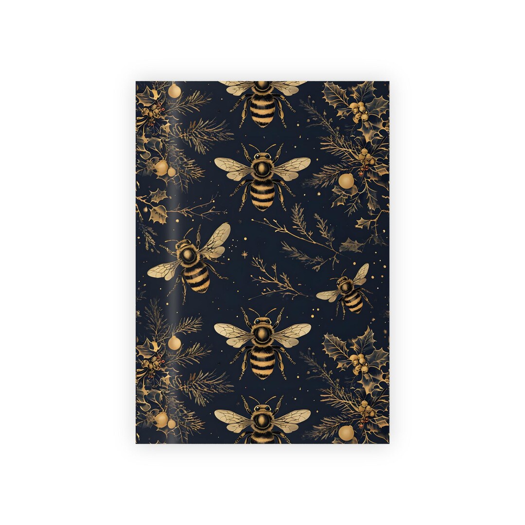 Gift Wrapping Paper, Bee Christmas Wrapping Design Holiday Present Wrap ...