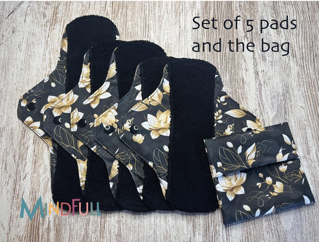 Set of 5 Leakproof Period Pads With Bamboo Liner, Reusable Menstruating ...