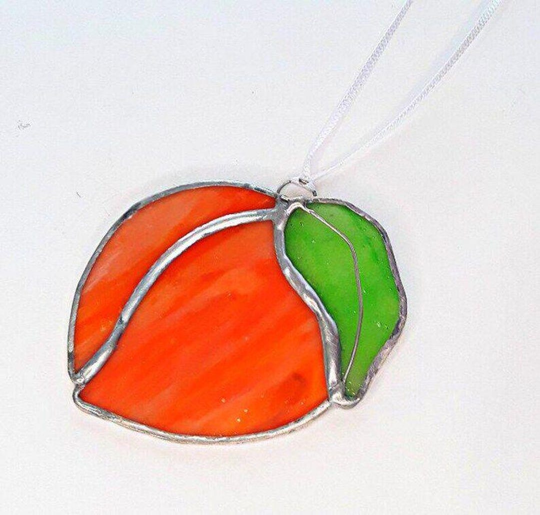 Stained Glass Peach Suncatcher – Handmade Window Hanging Fruit Decor - Etsy