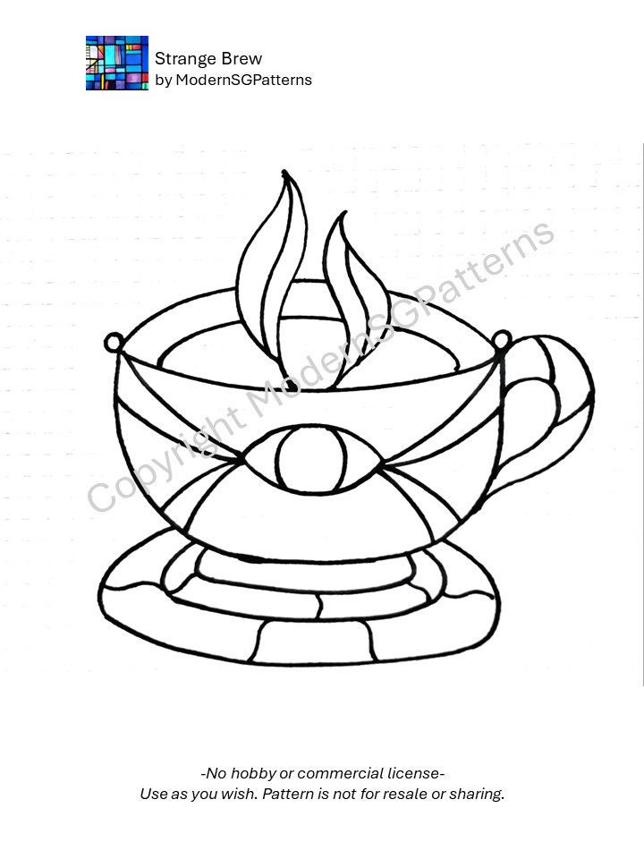 Cup of Coffee Stained Glass Pattern Strange Brew Be Blessed - Etsy