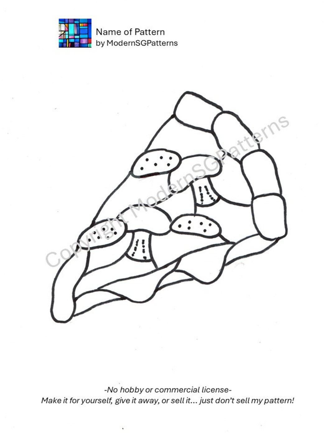 Pizza Slice Stained Glass Pattern Mushrooms and Pepperoni SG - Etsy