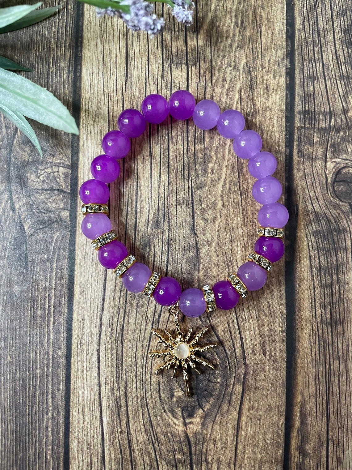 Rapunzel Bracelet | Light and Dark Purple Bracelet | Gold Accent ...