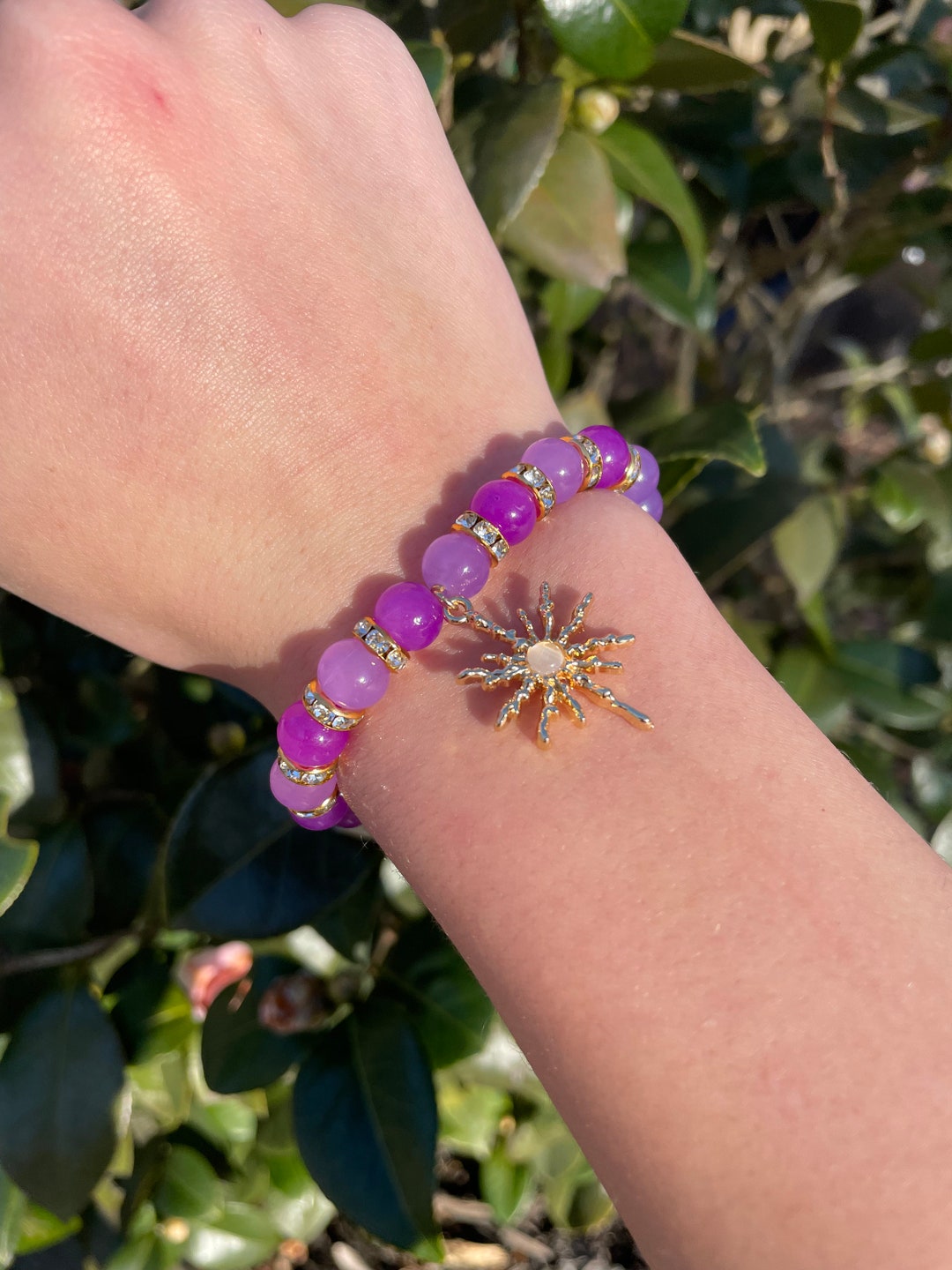 Rapunzel Bracelet | Light and Dark Purple Bracelet | Gold Accent ...