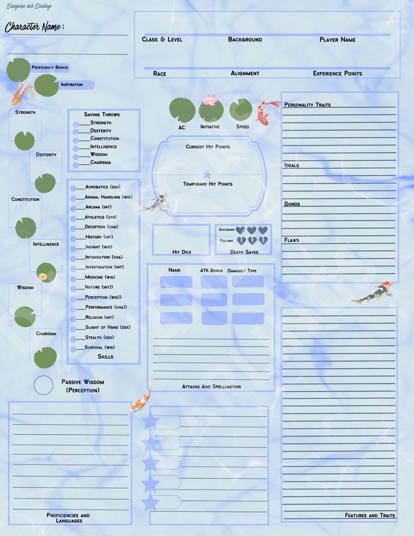 Neera Character Sheet - Etsy