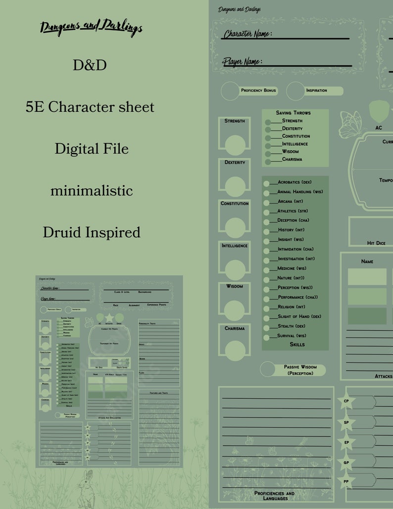 Keitha Character Sheet - Etsy