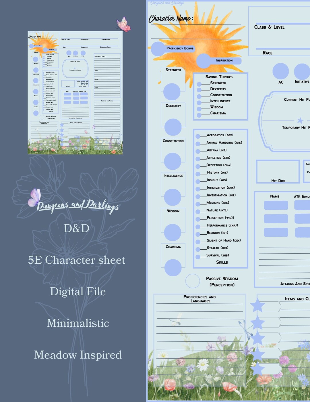 Blair Character Sheet - Etsy