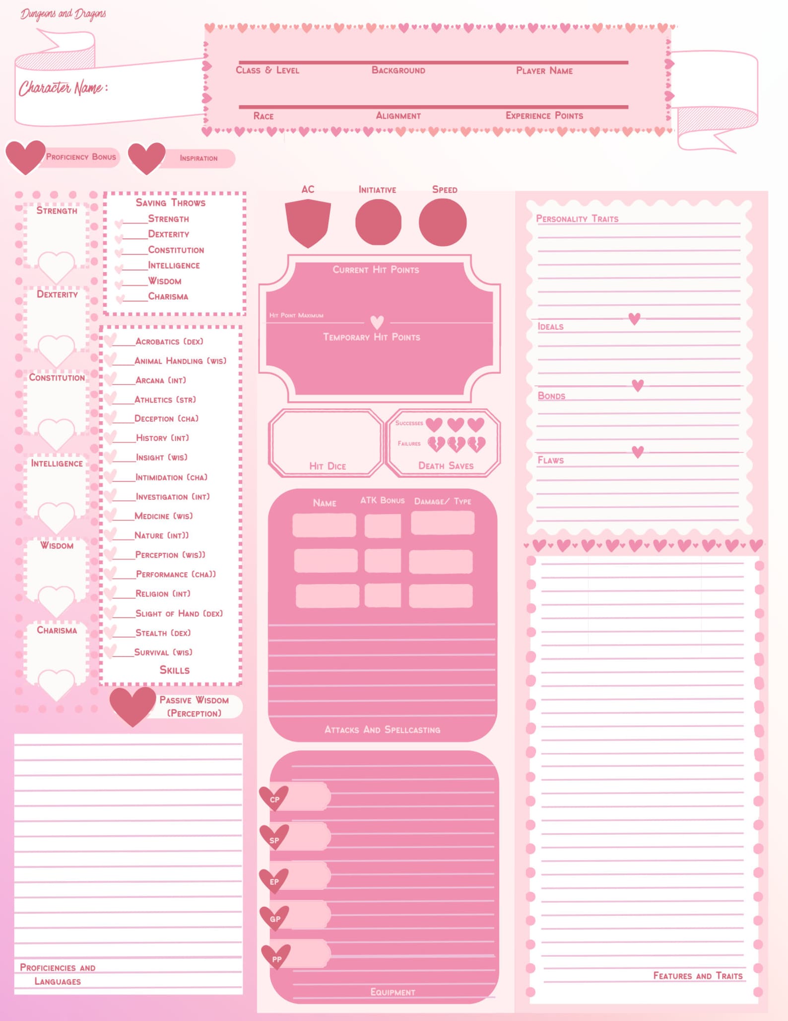 Lovelace Character Sheet - Etsy