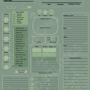 Keitha Character Sheet - Etsy