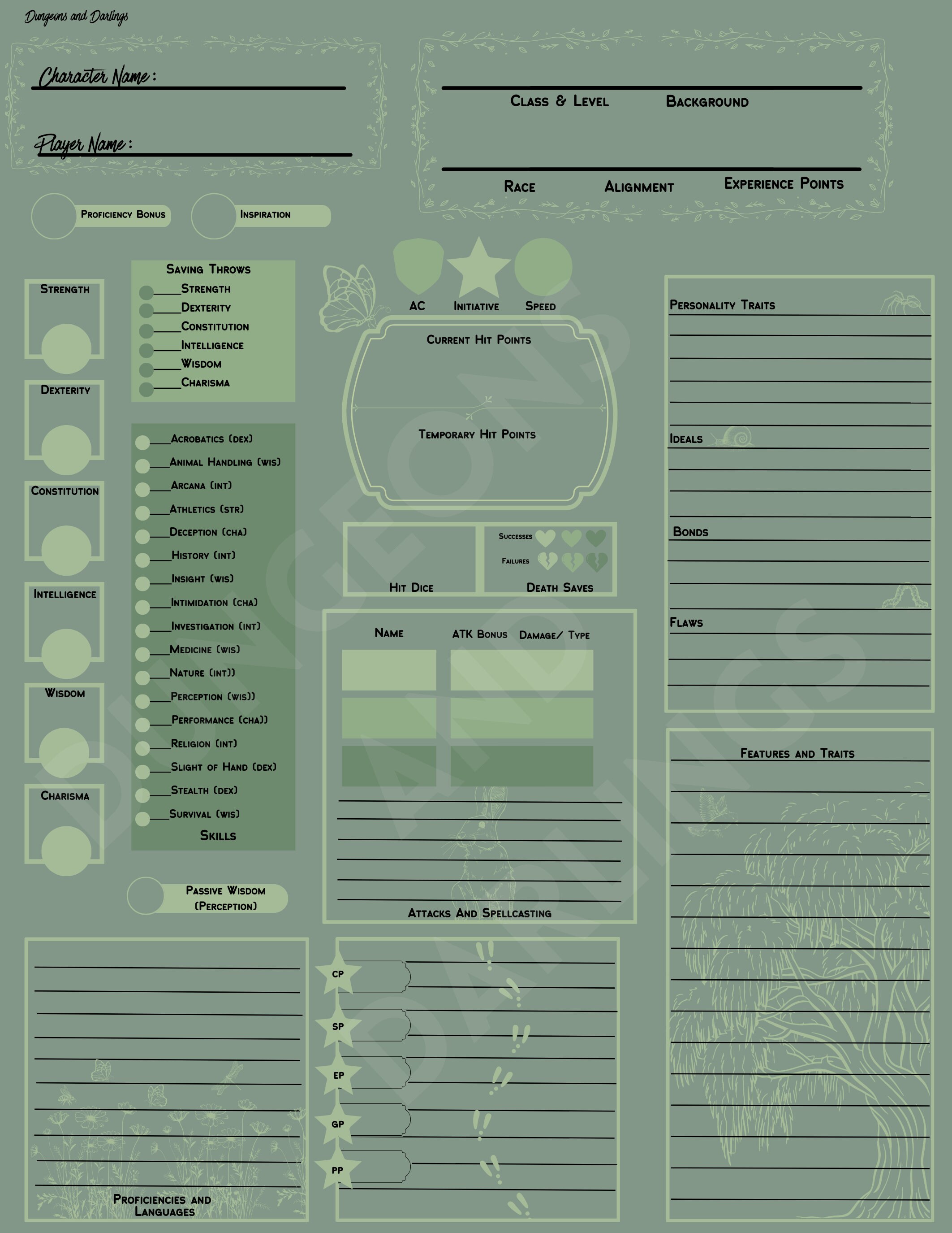 Keitha Character Sheet - Etsy