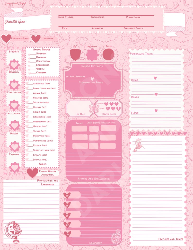 Lovelace Character Sheet - Etsy