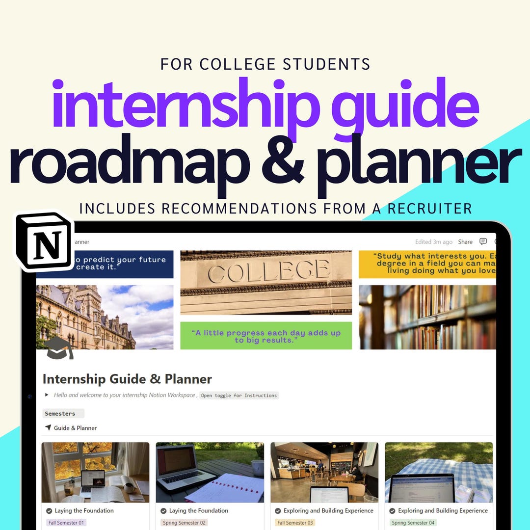 Notion Template Internship Guide & Planner for Students: Semester Roadmap to Internships With ...