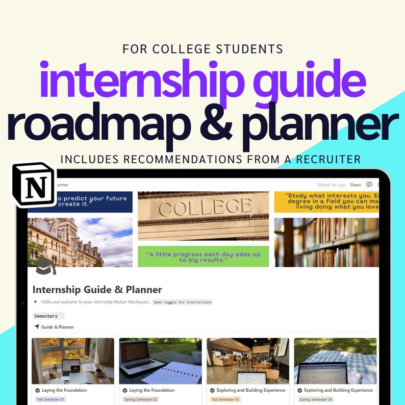 Notion Template Internship Guide & Planner for Students: Semester ...