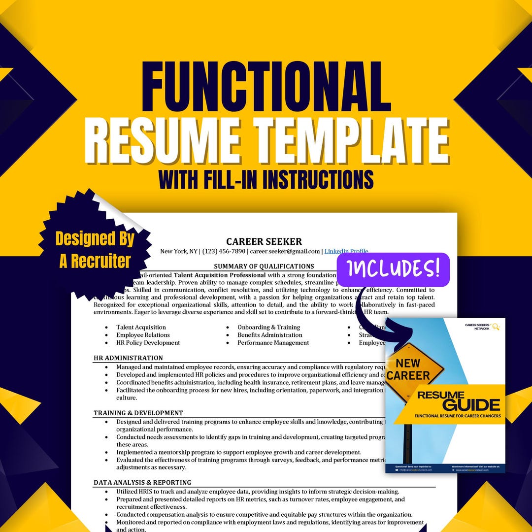 Functional Resume Template: Ats-friendly Design for Career Change (fill ...