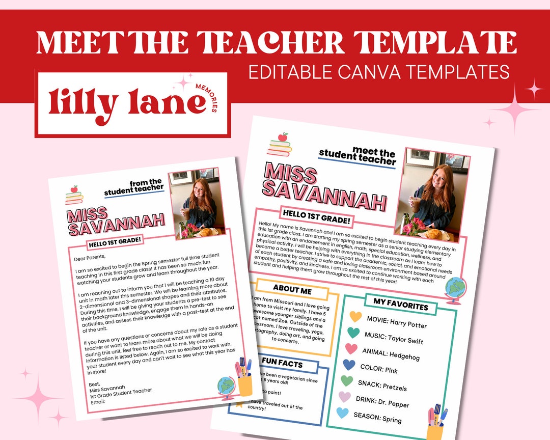 Meet the Teacher Editable Template - Digital Download for Canva - Etsy