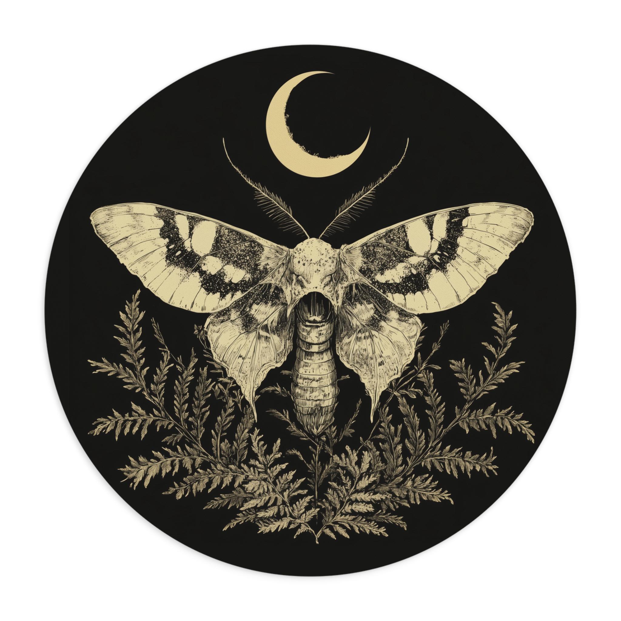 Gothic Moth Mouse Pad With Moon and Ferns, Aesthetic Black Gold Desk ...