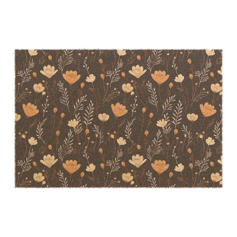 Floral Pattern Welcome Mat Cute Flowery Doormat Gift for Flower Lovers ...