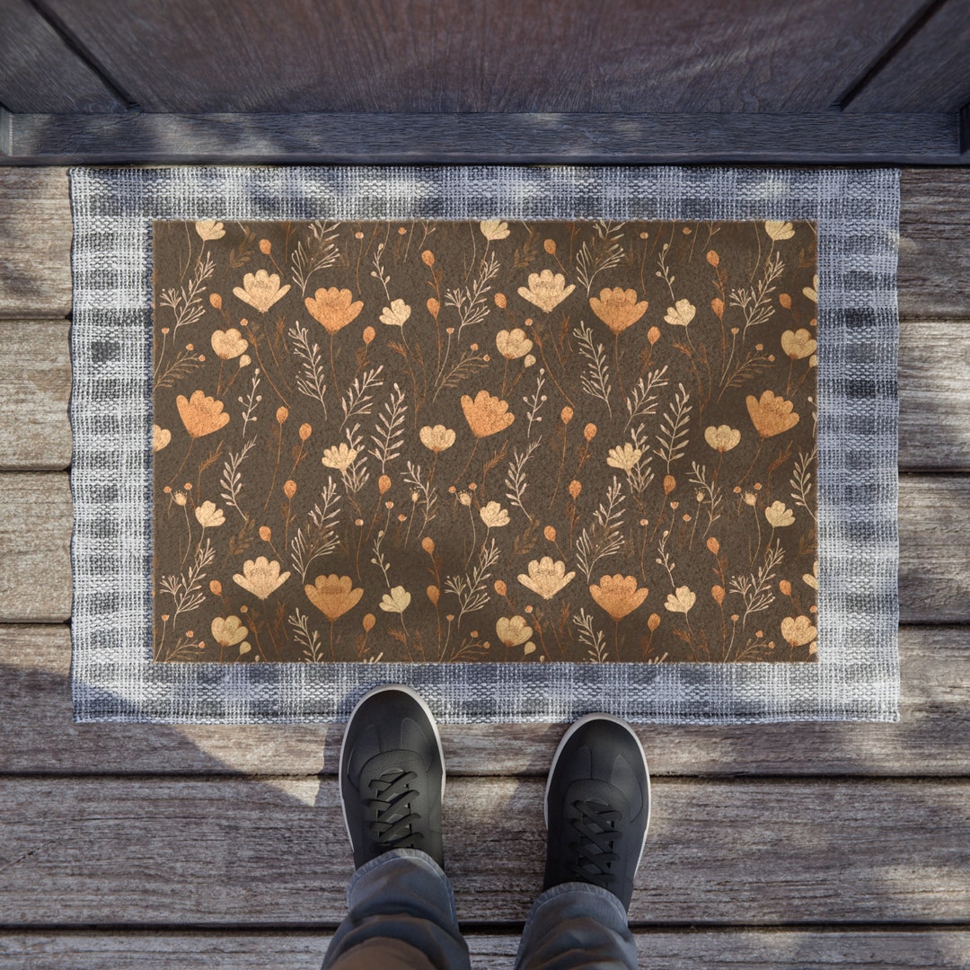 Floral Pattern Welcome Mat - Cute Flowery Doormat - Gift for Flower ...
