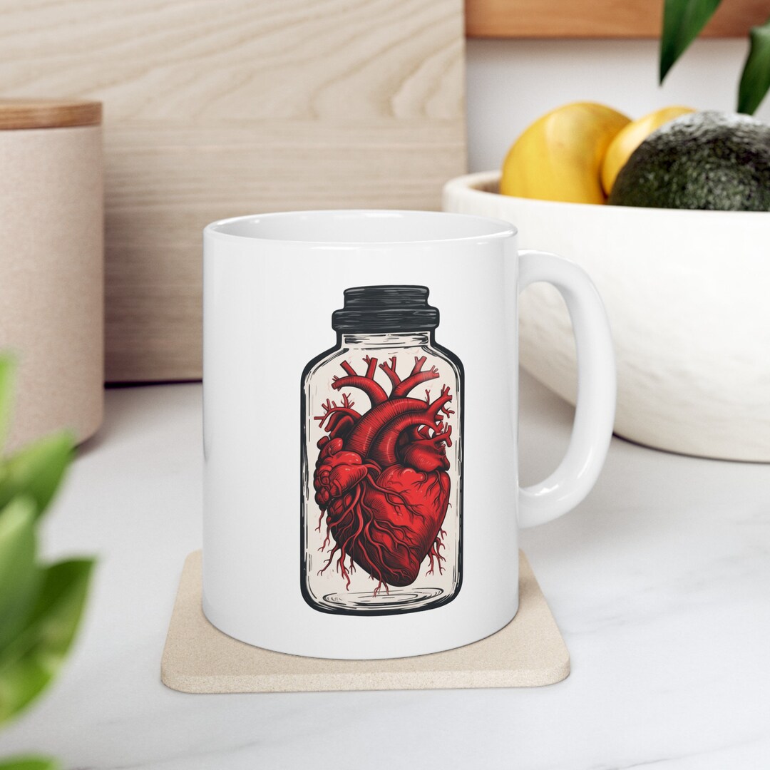 Anatomical Heart Ceramic Mug | Creepy Gothic Horror Art | Gift for Goth ...