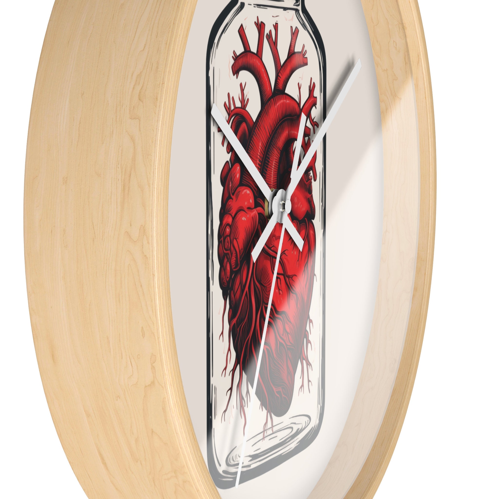 Analog Clock With Red Anatomical Heart in Glass Jar | Creepy Digital ...