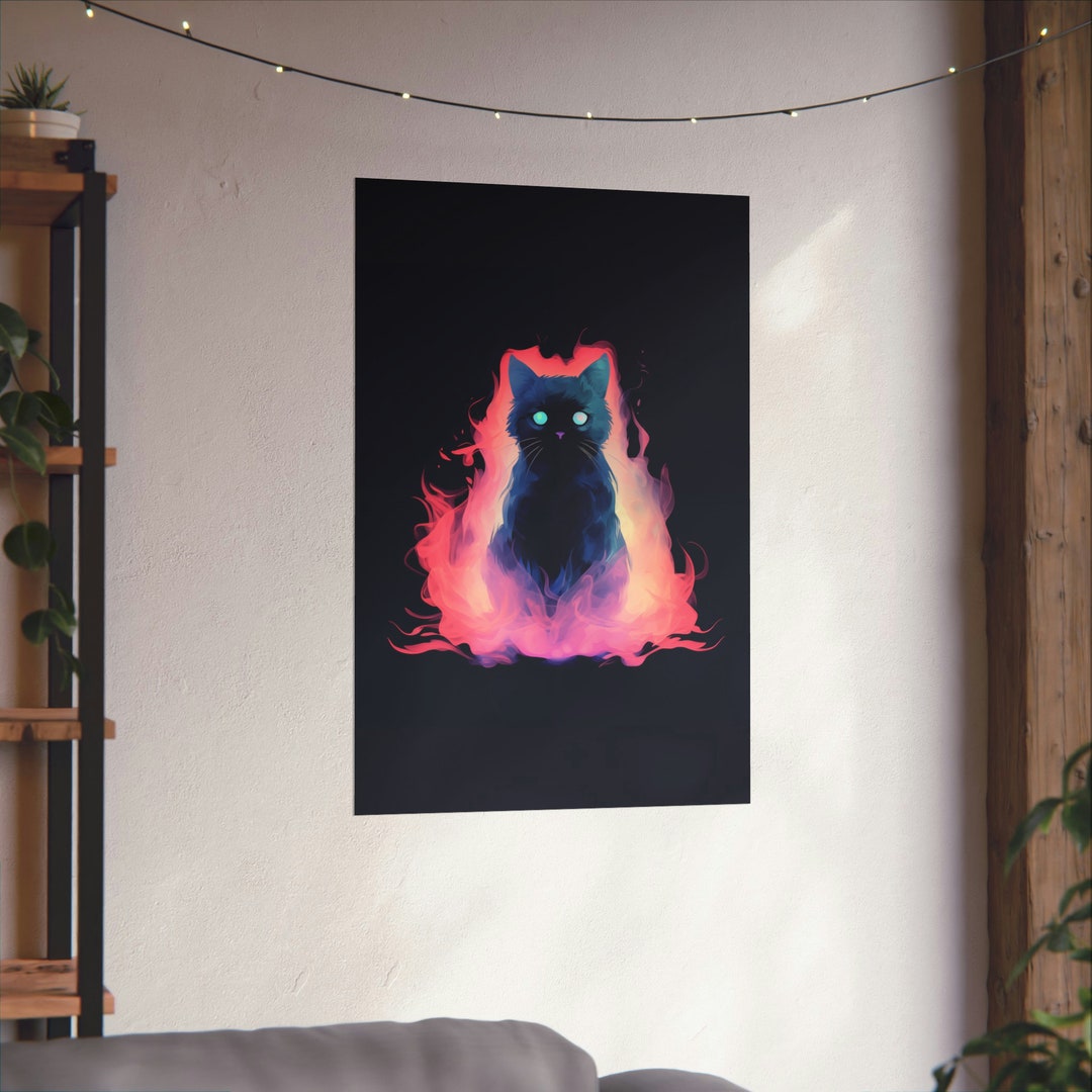 Spectral Ghost Cat Poster Kitten Decor Cat Lover Decoration Creepy Cat ...
