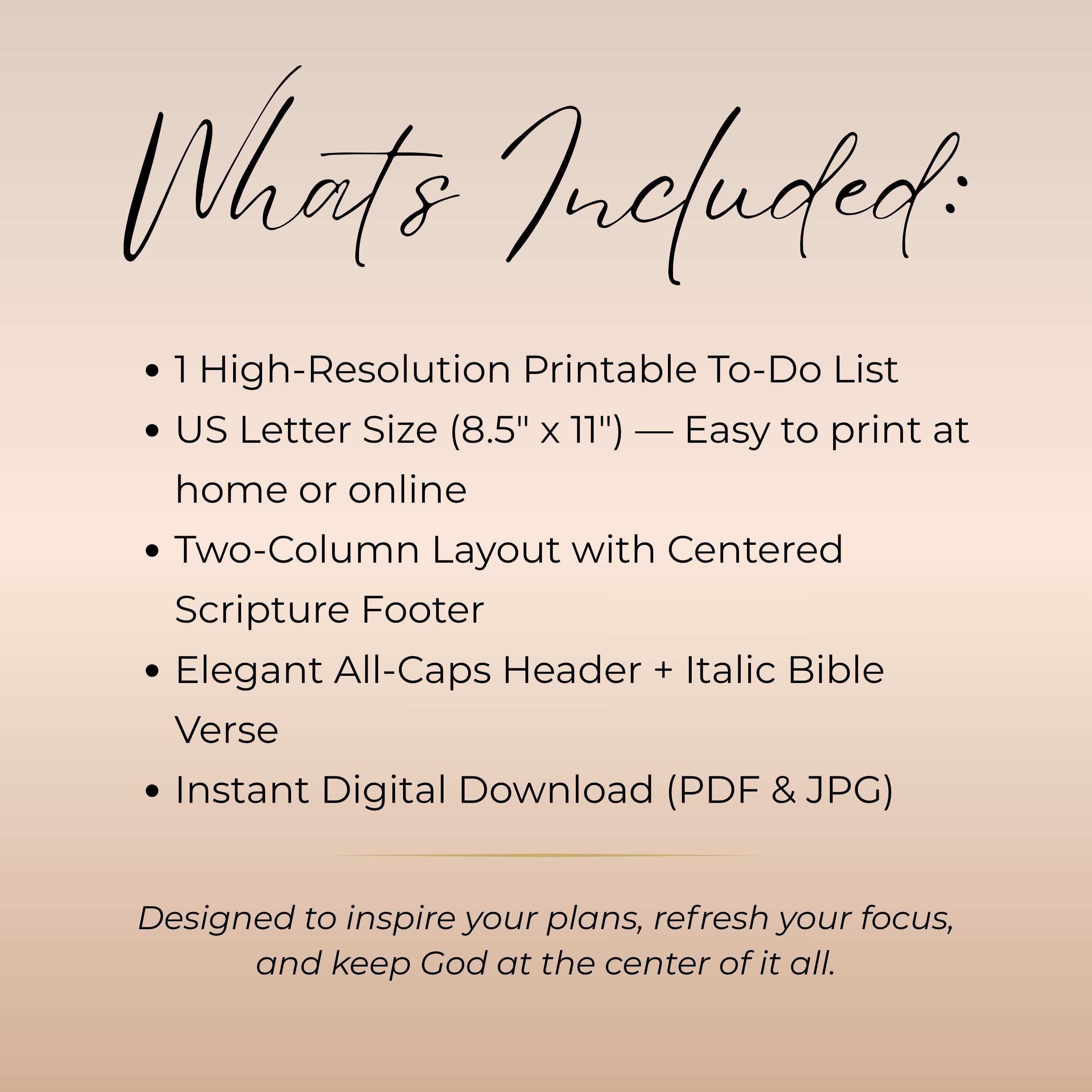 Faith & Focus Printable To-do List – Christian Daily Planner Page With ...