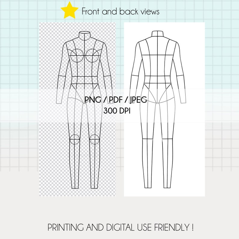 Fashion Croquis: 9-head Female Sketch Templates (digital Download) - Etsy