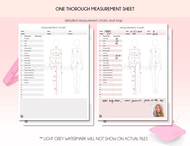Fashion Measurement Charts, Measuring Chart, Fashion Templates, JPED ...