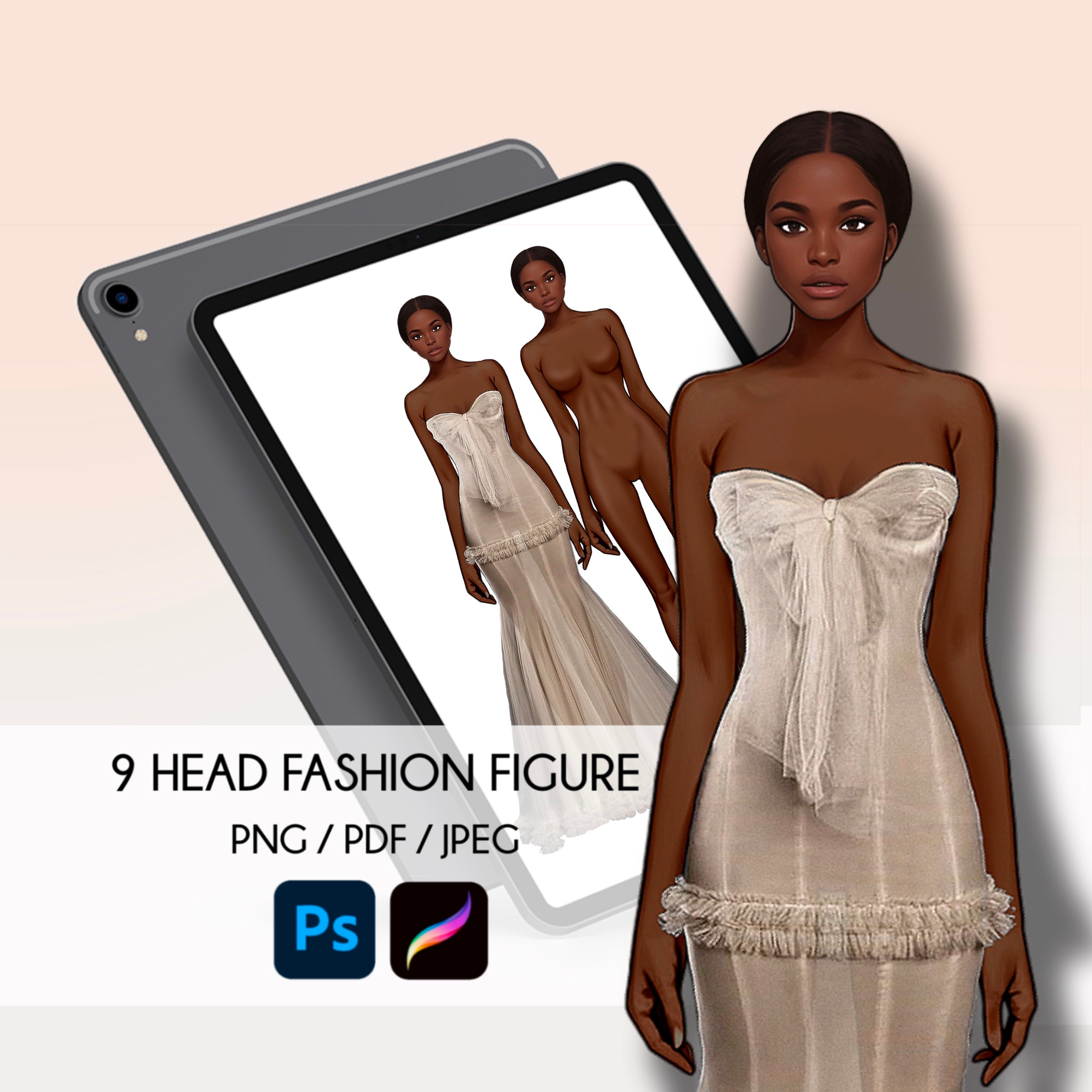 Female Fashion Croquis, 9-head Female Sketch, Realistic Fashion ...