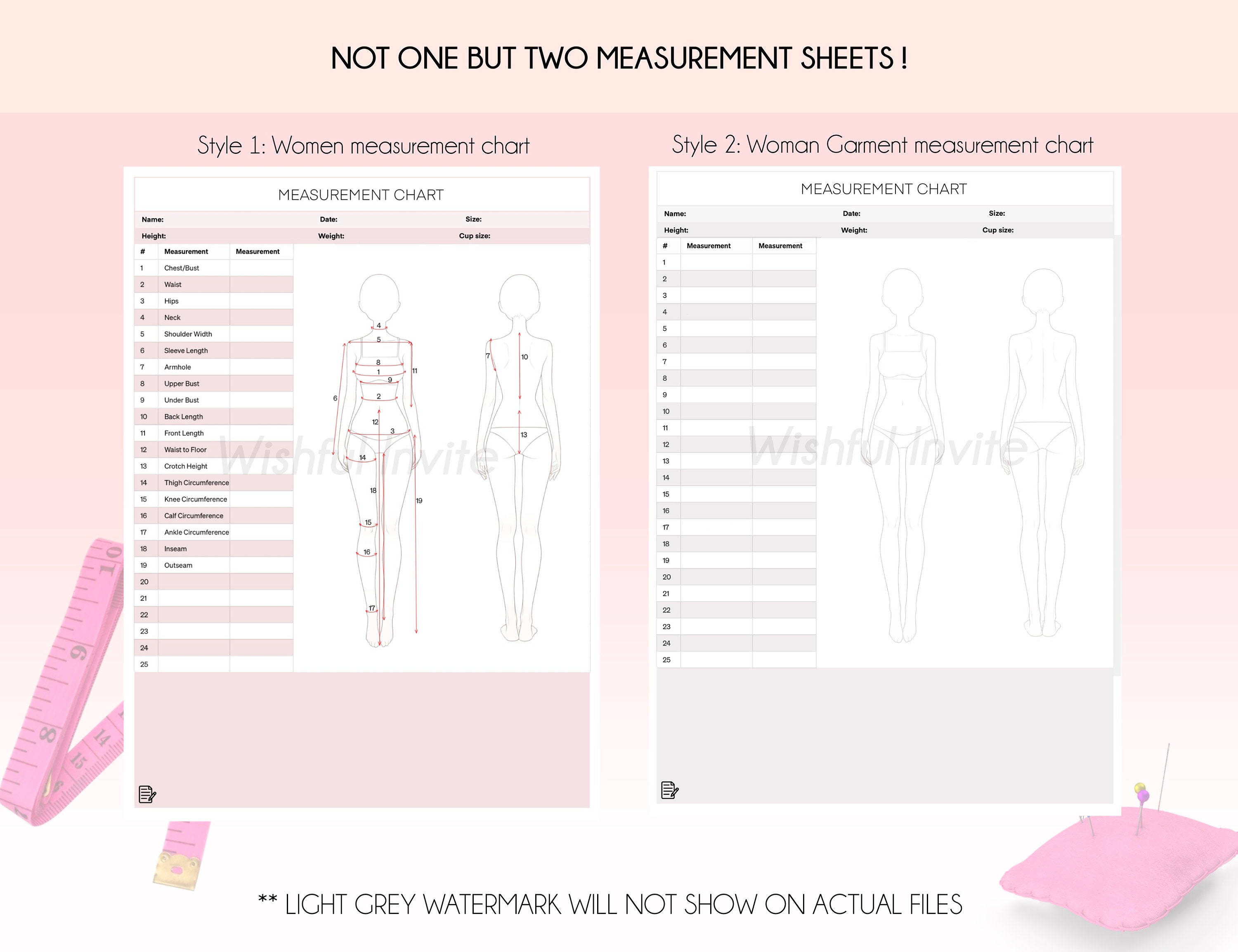 Fashion Measurement Charts, Measuring Chart, Fashion Templates, JPED ...