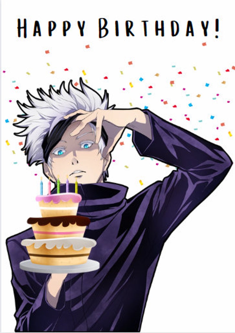 GOJO Printable Anime Birthday Card, Printable Birthday Card Card, Anime ...