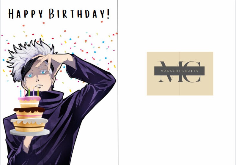 GOJO Printable Anime Birthday Card, Printable Birthday Card Card, Anime ...