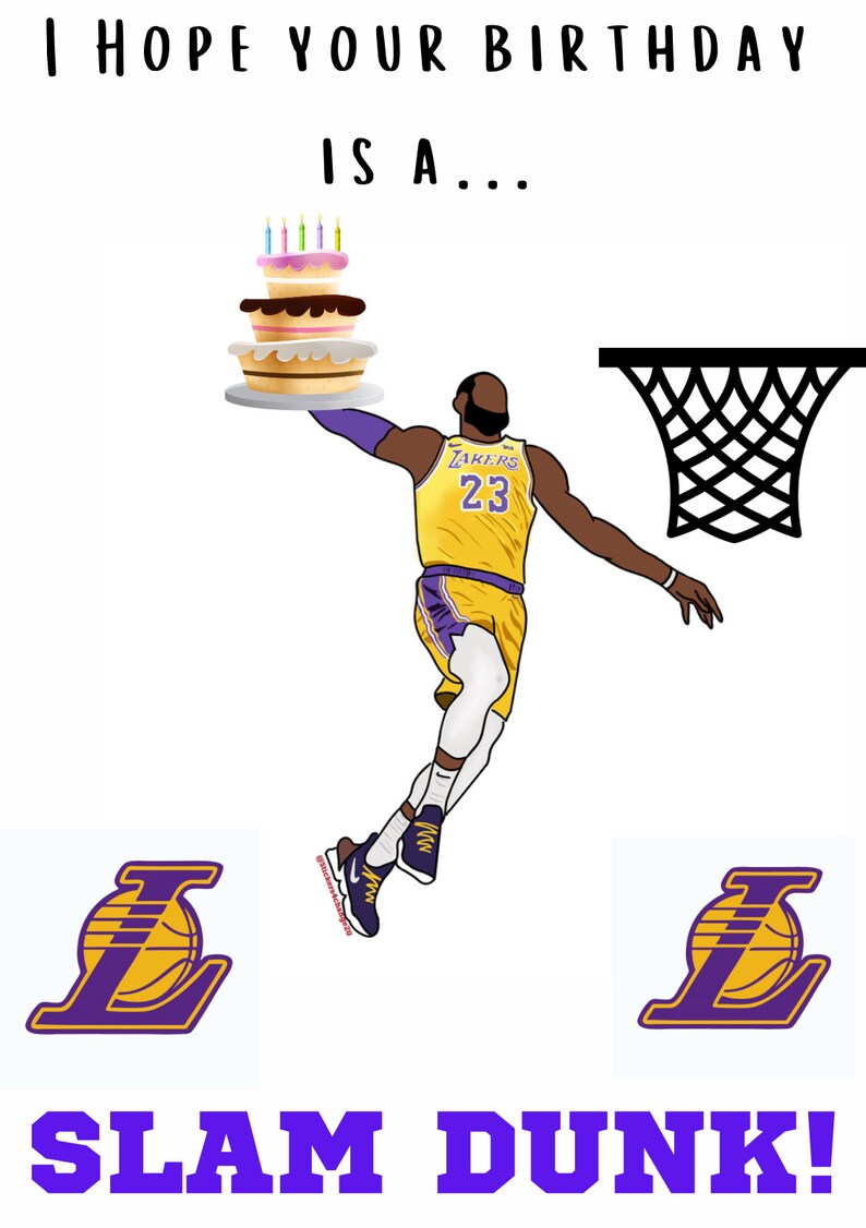 LEBRON JAMES Printable Birthday Printable Card / Los Angeles Lakers ...