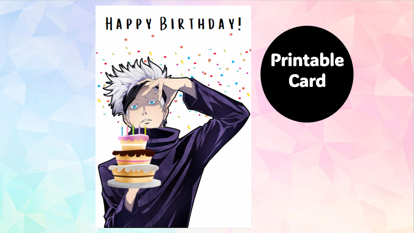 GOJO Printable Anime Birthday Card, Printable Birthday Card Card, Anime ...