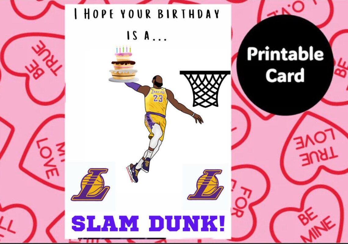 LEBRON JAMES Printable Birthday Printable Card / Los Angeles Lakers ...