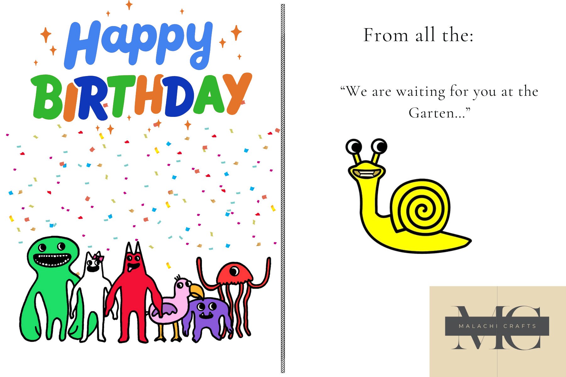 GARTEN of BANBAN Printable Birthday Card, Banban Birthday Card, Digital ...