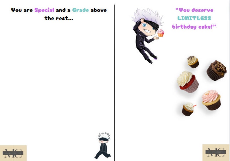GOJO Printable Anime Birthday Card, Printable Birthday Card Card, Anime ...