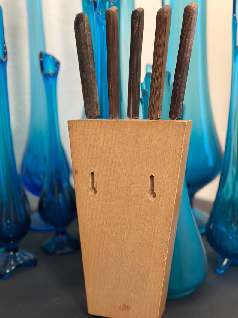Vintage Wooden Floral Hanging Knife Set - Etsy