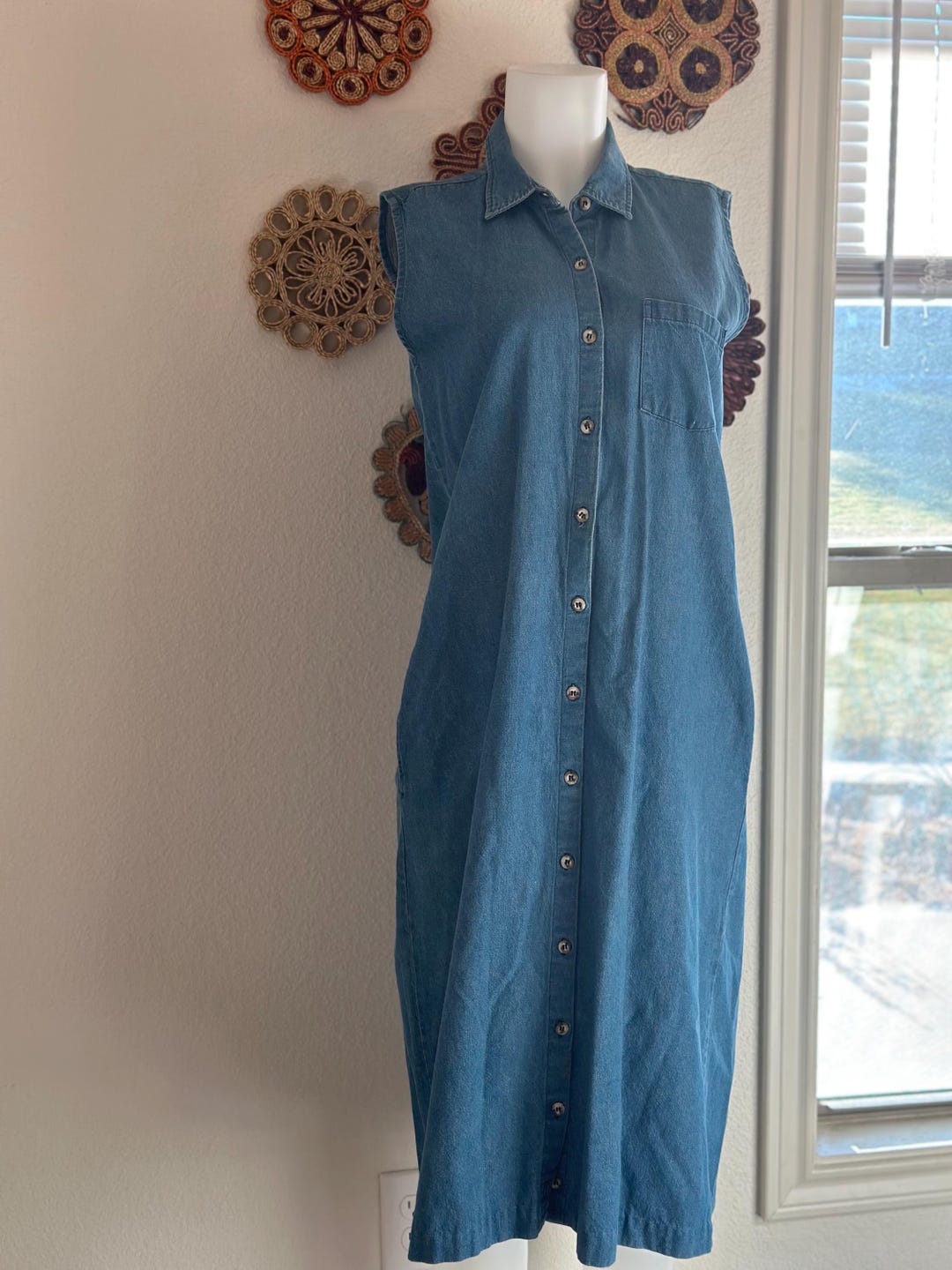 Vintage Women’s Large Sunbelt Denim Dress - Etsy