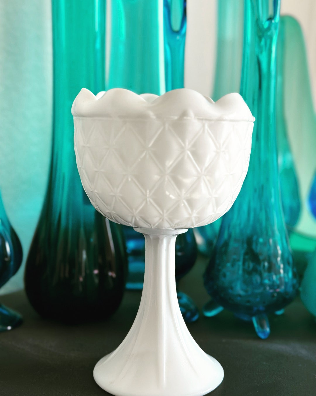 Vintage Indiana Glass Milk Glass Compote - Etsy