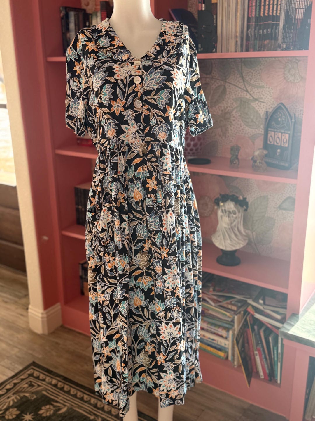Vintage Notations Clothing Co Floral Rayon Midi Dress – Women’s Size ...