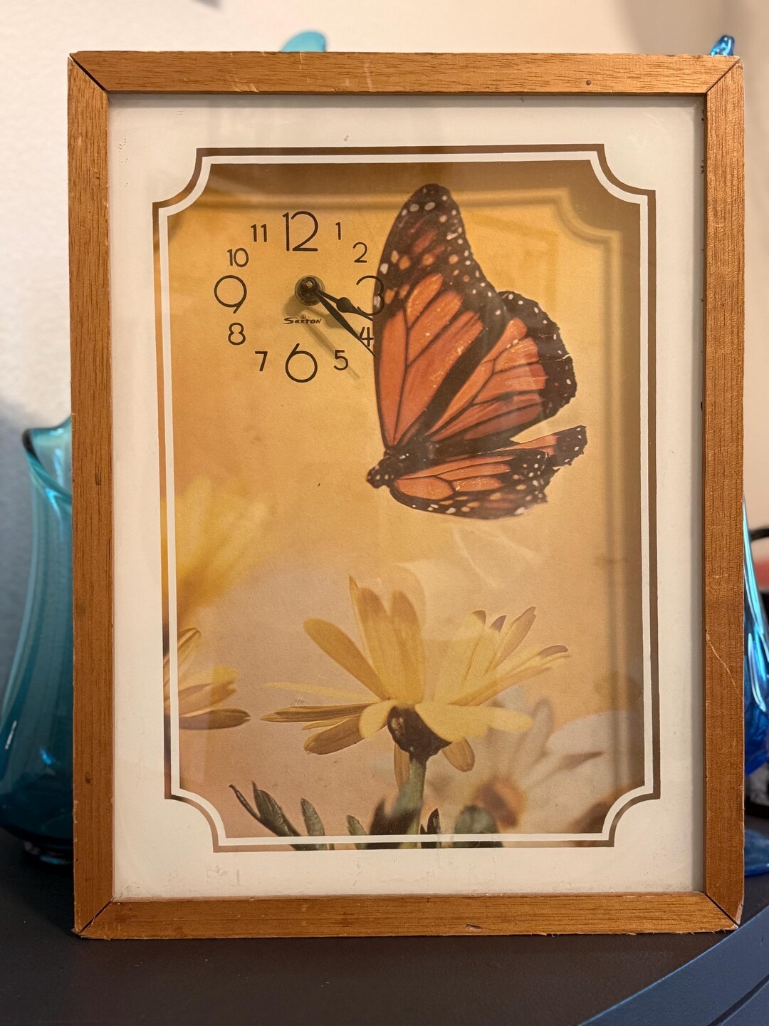 Vintage Sexton Monarch Butterfly Wall Clock | Shadow Box Picture Clock ...