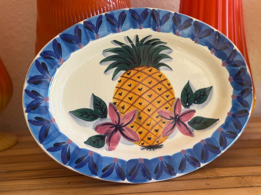 Vintage Banana Patch Studio Pineapple Platter – Hand-painted Hawaiian ...