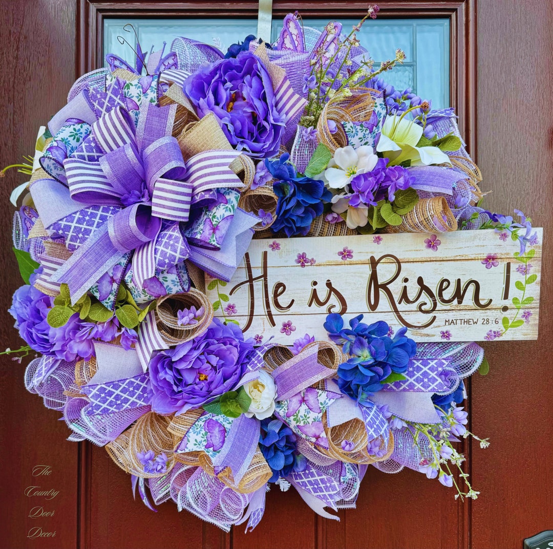 Handcrafted Easter Holiday Wreath, Religious Wreath, Butterfly Wreath ...