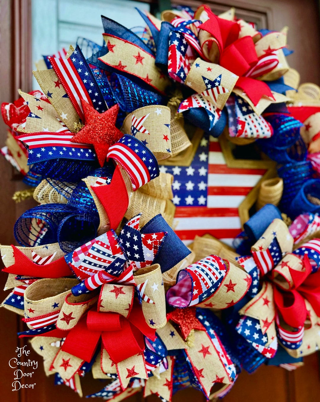 American Flag Wreath, Red White Blue, Stars and Stripes, Patriotic ...